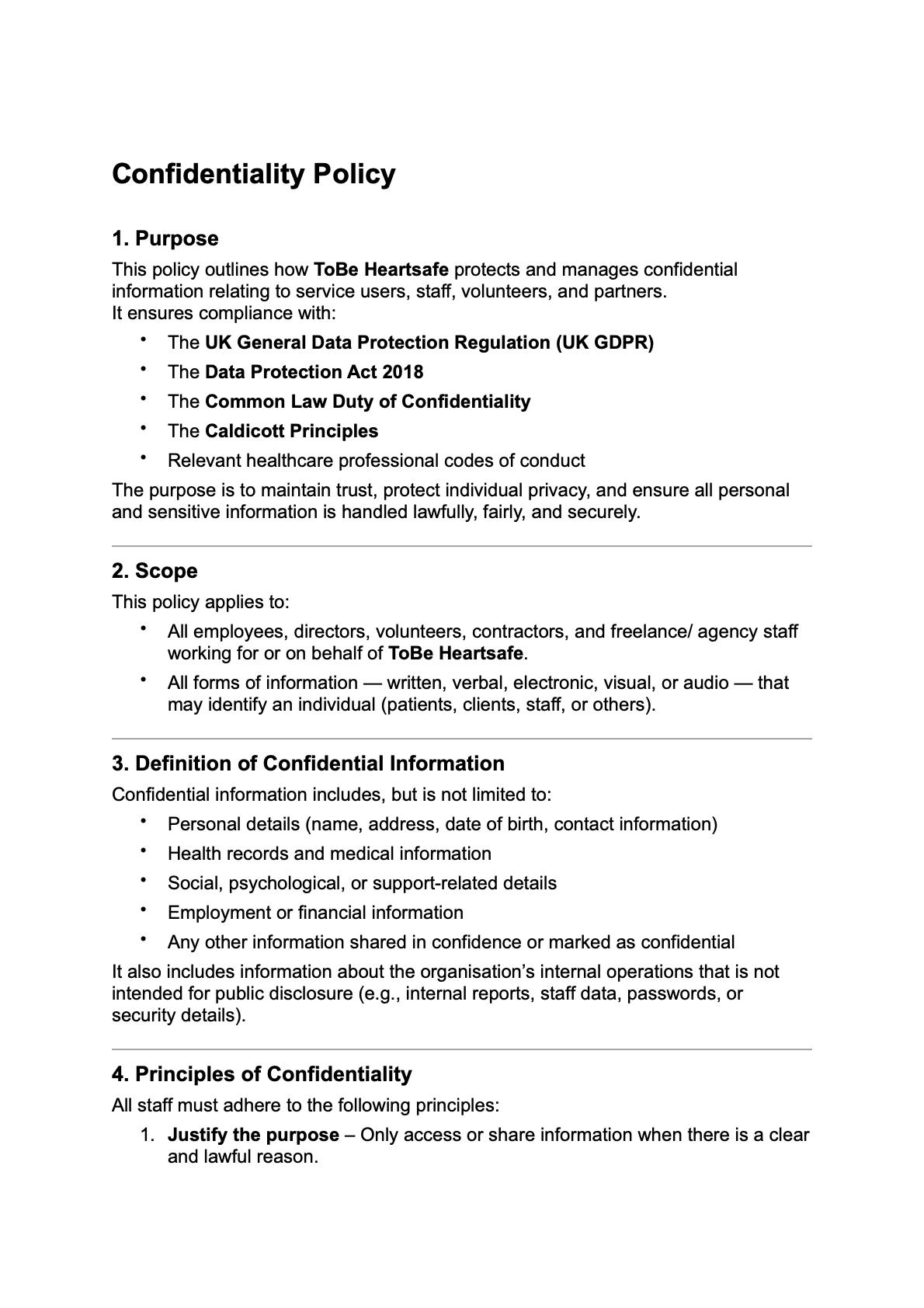Confidentiality Policy – tobe-heartsafe.org.uk